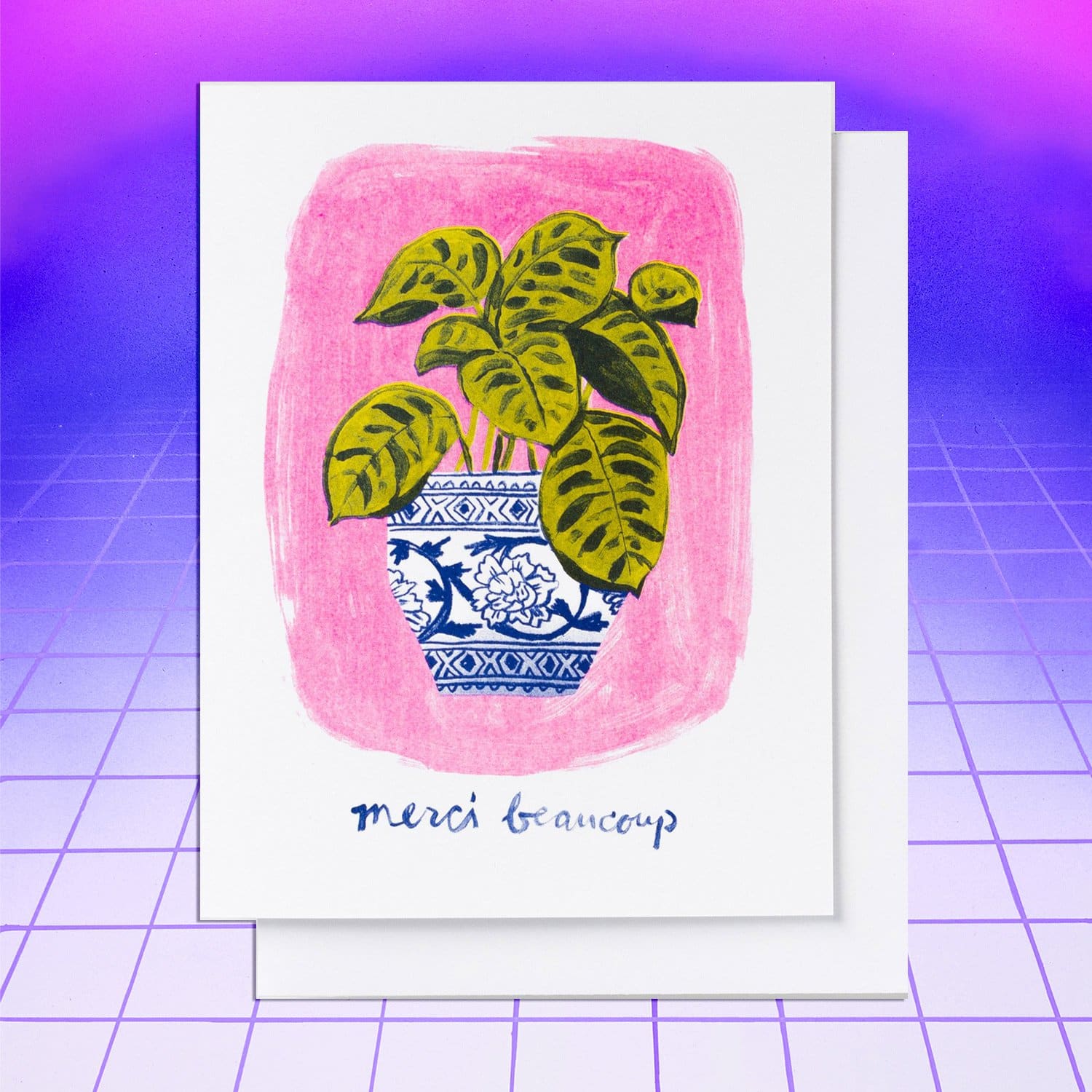 Merci Thanks Greeting Card | Risograph, Yellow Owl Workshop